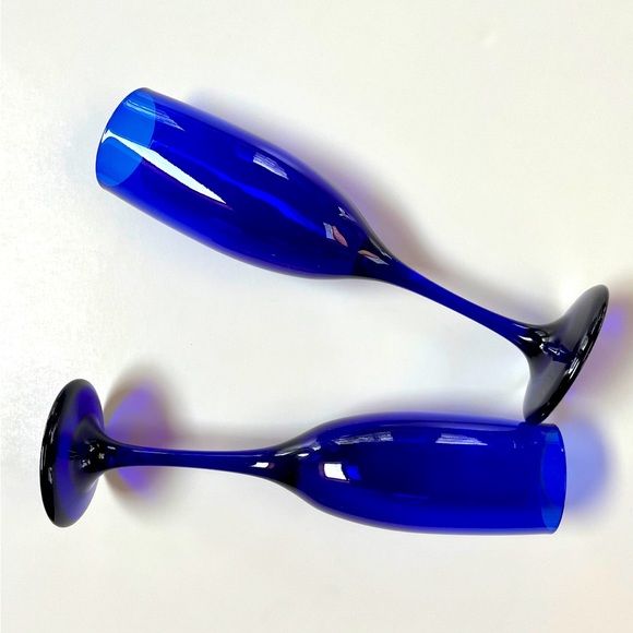 Libbey | Dining | Cobalt Blue Champagne Flutes Vintage Glassware Cobalt ...